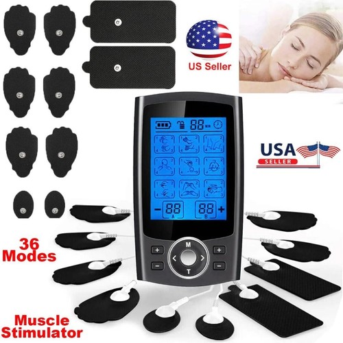 Tens Pulse Massager Pain Relief Unit Muscle Stimulator Machine 36 Modes ...