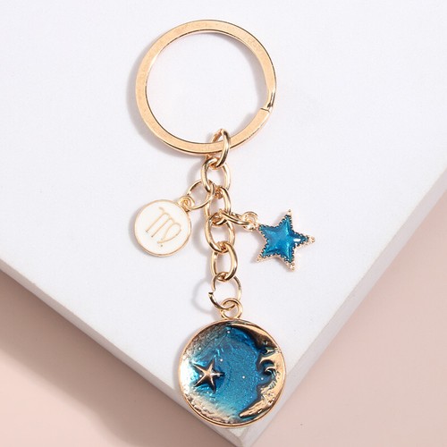 New Blue Starry Sky Stars Moon Enamel Keychain Constellation Backpack ...