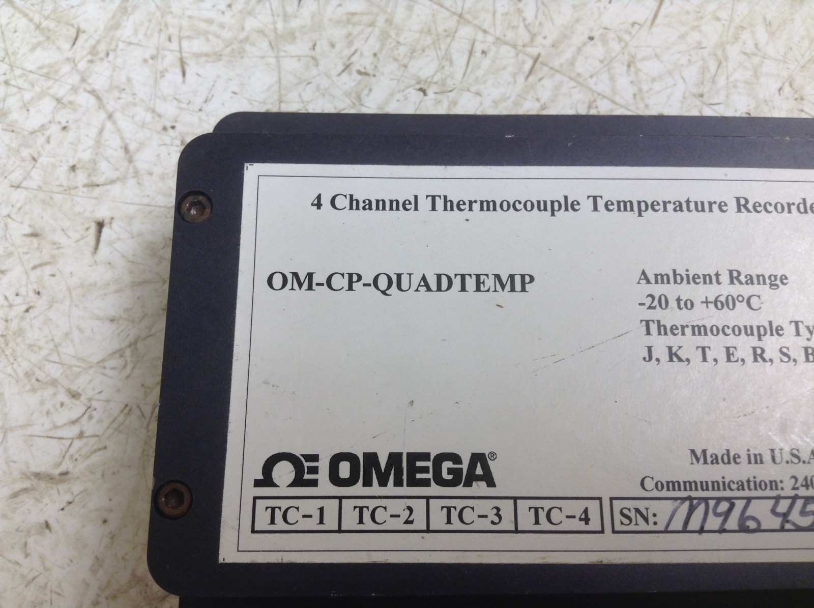 OMEGA OM-CP-QUADTEMP 4 Channel Thermocouple Temperature Recorder ...