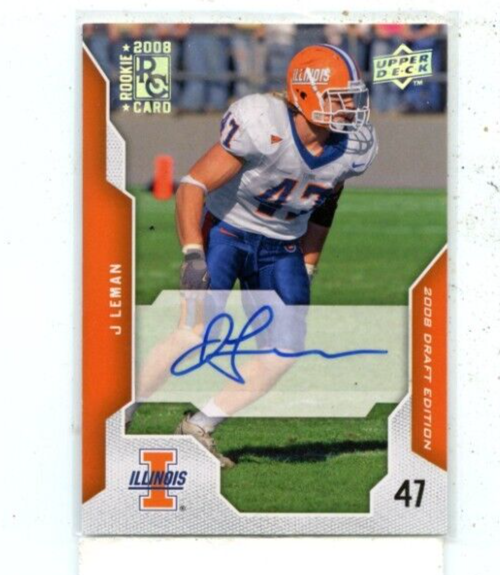 J Leman 2008 Upper Deck NFL Draft Edition Rookie Auto Autograph #49 ...