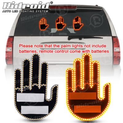 Amber LED Middle Finger Light Hand Finger Gesture Light w/Remote Car ...