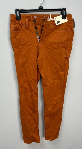 a.n.a Dark Orange High Rise Ankle Skinny Jeans Women's Size 2 Button ...