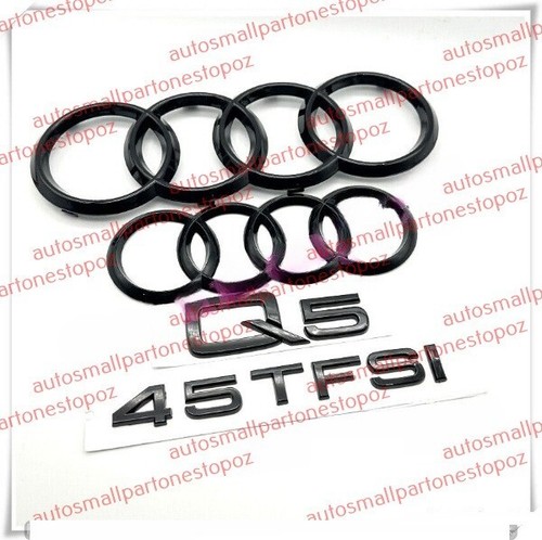 Audi Q5 Set Combo 45 TFSI Front and Rear Gloss Black Badge Sticker RING ...