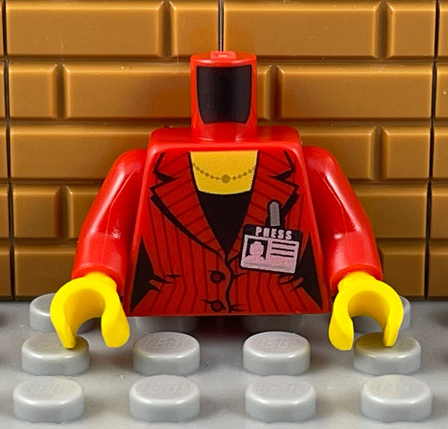 LEGO FEMALE TORSO RED SUIT JACKET W/ PRESS PASS Genuine Minifigure Part ...