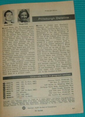 1955 TV ARTICLE/MARGIE HIRTH EZC RANCH GAL/DONALD BUKA PITTSBURGH ACTOR ...