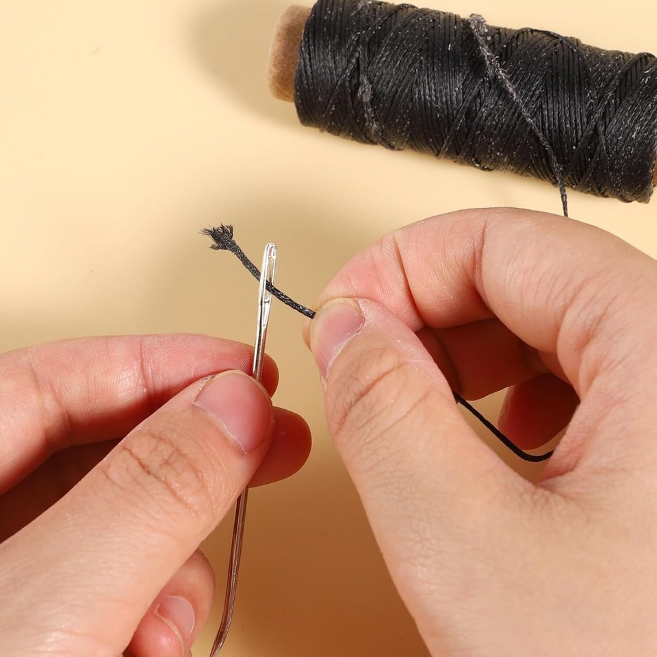 55Yards Waxed Thread Needle and Thread Kit with 7 Pcs Leather Needles ...