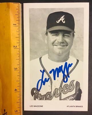 Atlanta Braves LEO MAZZONE auto autographed signed 3x5 photo 1996 WORLD ...