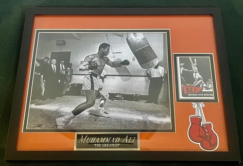 Muhammad Ali 8x10 Photo, Framed 11x14 Mat, a Nameplate, Sticker & Card ...
