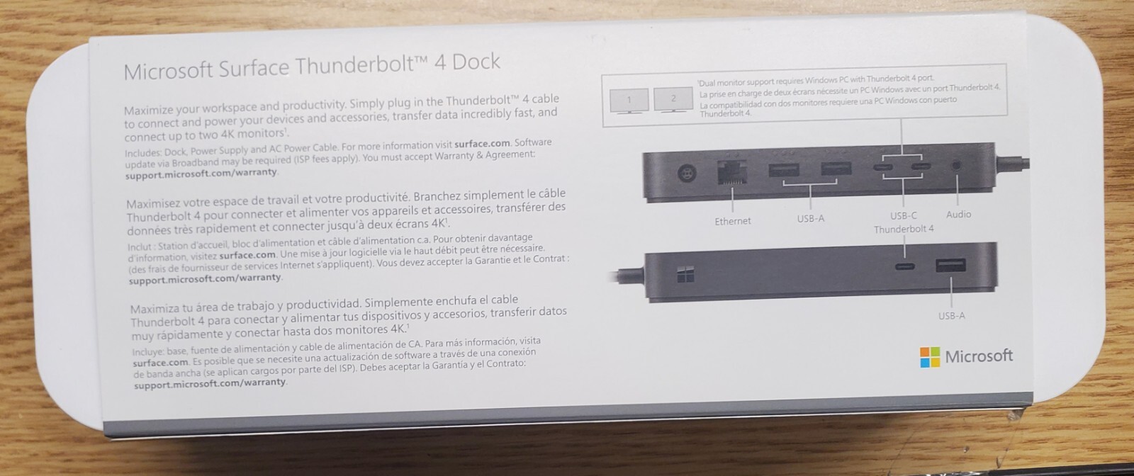 NEW Microsoft SURFACE THUNDERBOLT 4 Dock (T8I-00001) FACTORY SEALED ...