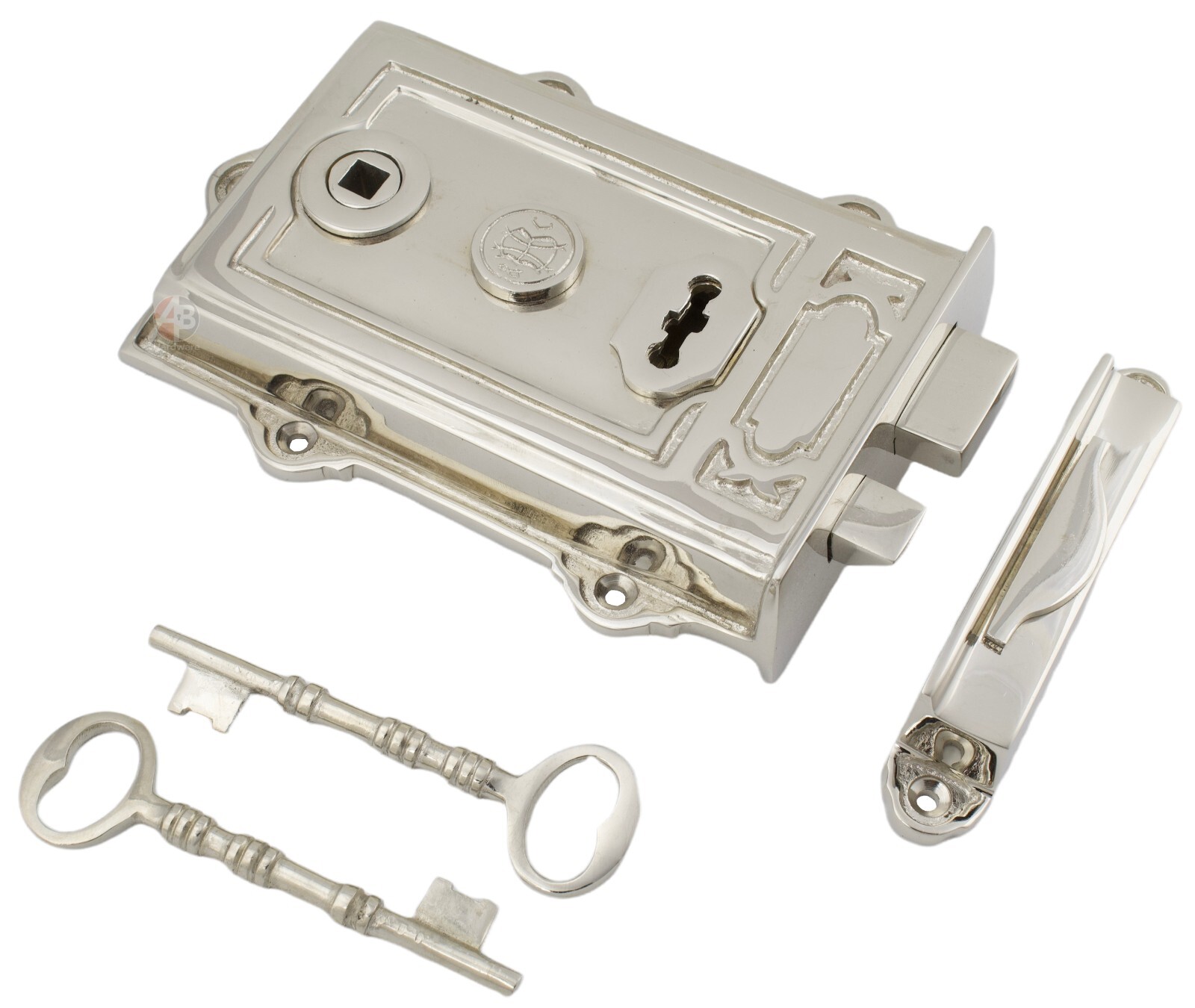 Polished Nickel Davenport Rim Lock Victorian Traditional Antique Door ...