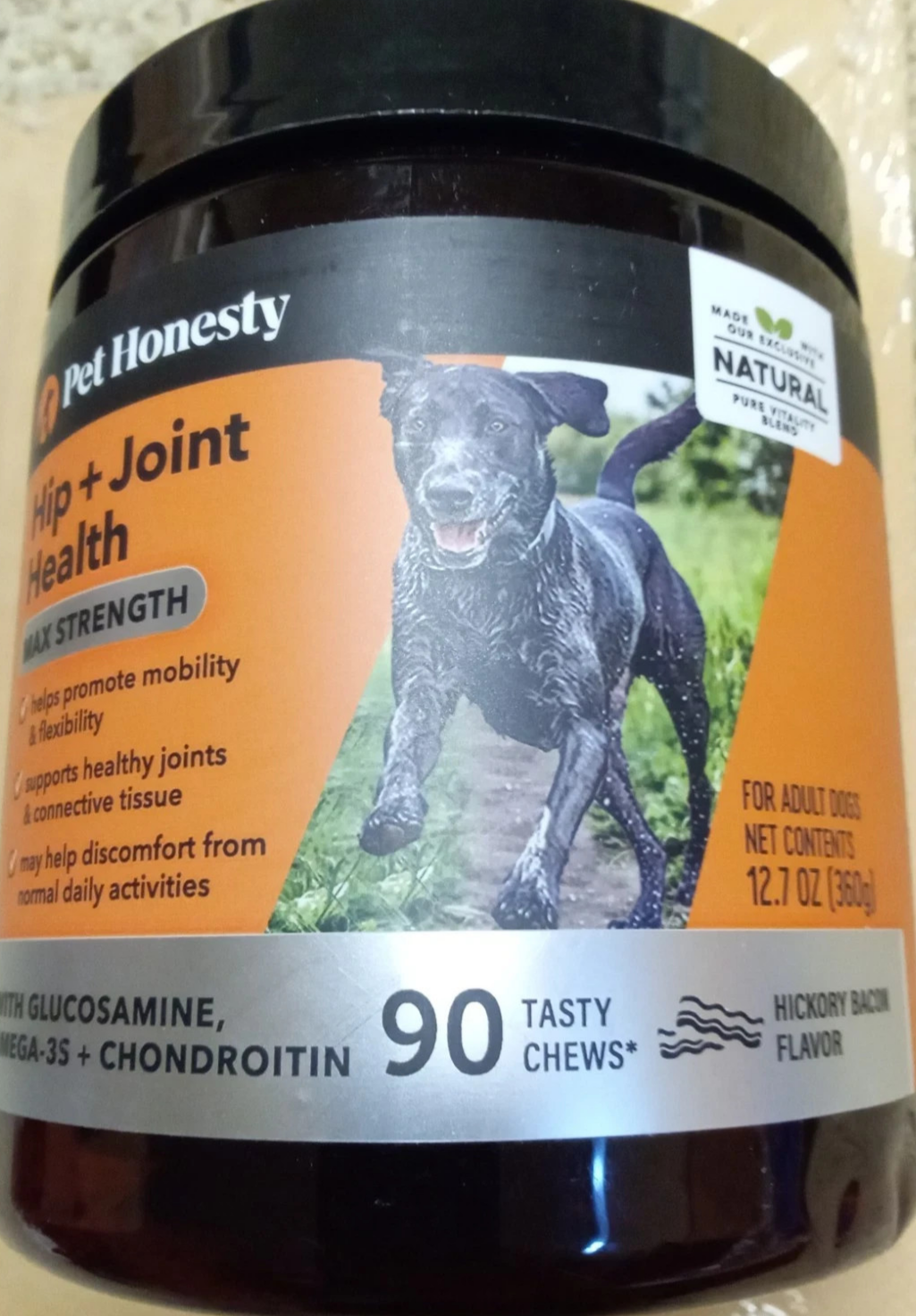 PET HONESTY HIP + JOINT HEALTH MAX STRENGTH 90 CHEWS BACON FLAVOR EXP ...