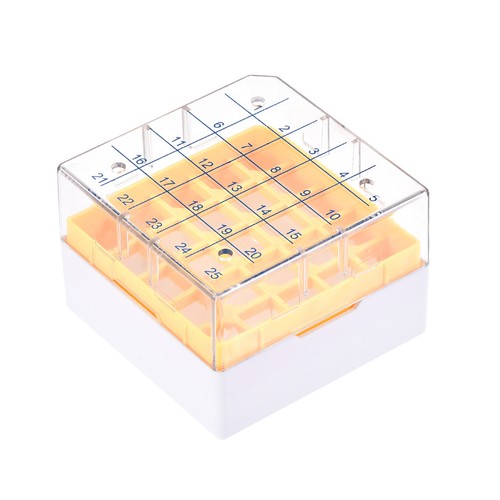 Freezer Tube Box,for Lab and Scientific Institutes (25 Places, Yellow ...