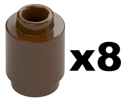 LEGO 8 Dark Brown Brick Round 1 x 1 Stud Open Stud New Part 3062b DB01 ...