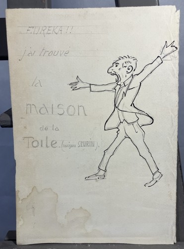 Antique Advertising Drawing Circa 1900: Man Shouting "EUREKA" | eBay UK