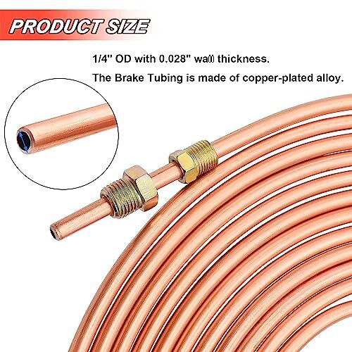1/4" Brake Line Tubing Kit, Upgrade Flexible Copper Nickel Brake Line ...
