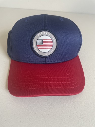 PGA Tour Pro Series Golf Hat Adult Adjustable Blue & Red American Flag ...