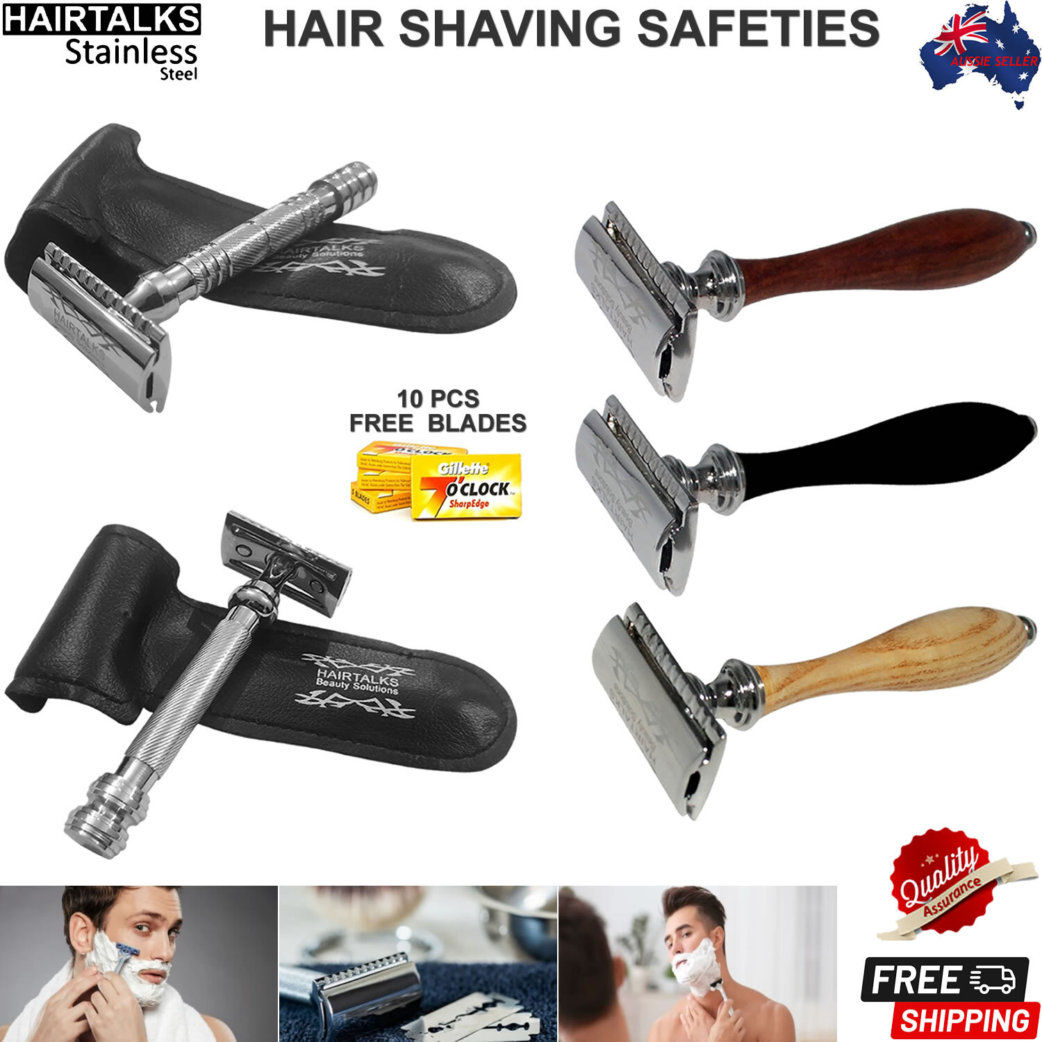 Men Shaving Safety Razor Double Edge Blades Stainless Steel Razer ...