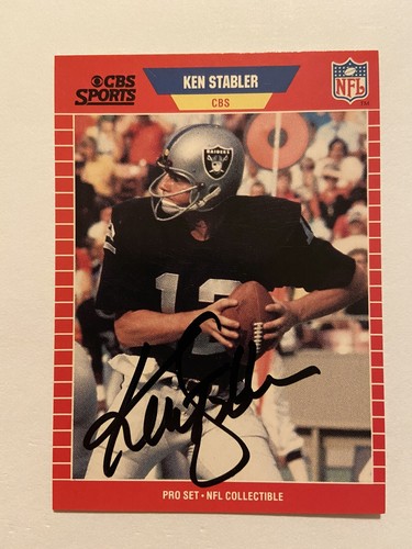 KEN STABLER Signed 1989 Pro Set #18 Raiders Alabama Crimson Tide ...
