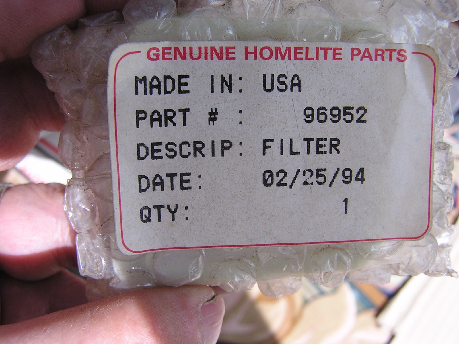 Homelite Air Filter 96952 & Cover Part 96953 NOS NLA. | eBay