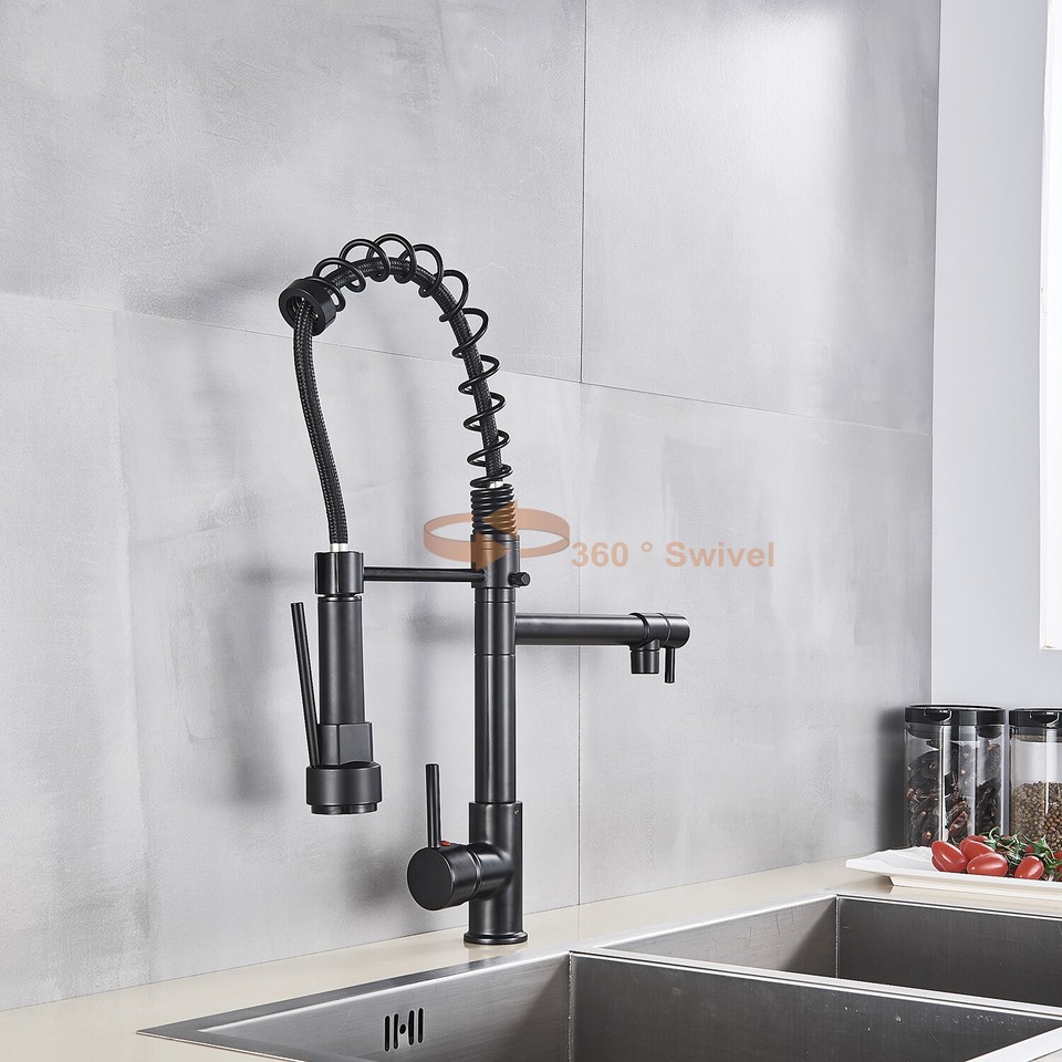 Spring Kitchen Sink Faucet Pull Down Sprayer Swivel Single Handle Mixer ...