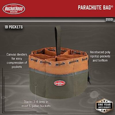 Bucket Boss Parachute Bag Small Parts Bag in Brown, 25001 | eBay