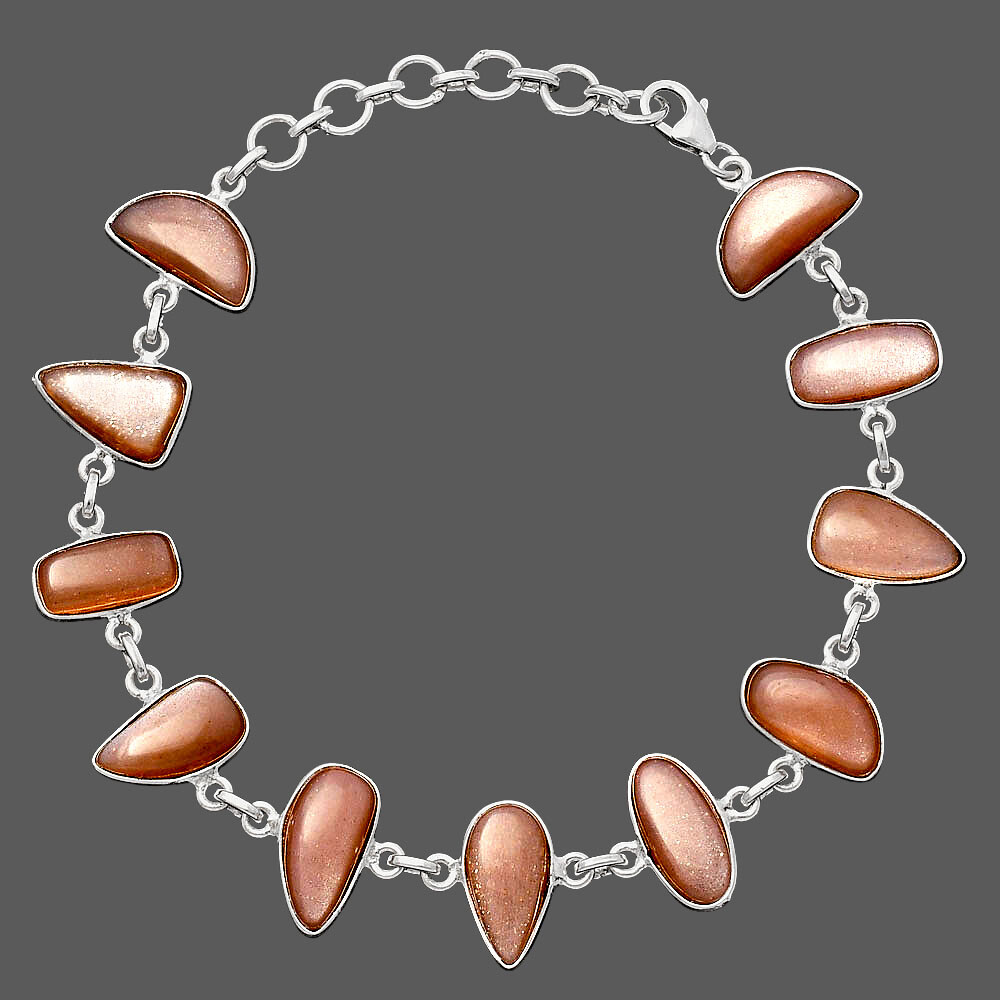 Natural Sunstone - Namibia 925 Sterling Silver Bracelet Jewelry B-1001