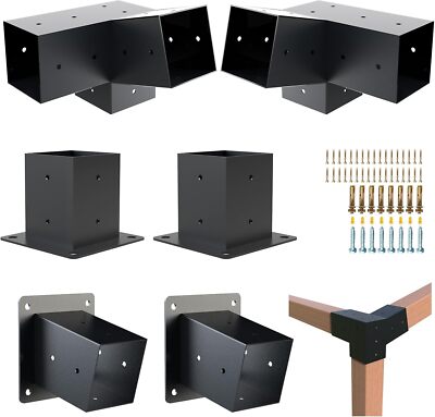 15° 3-Way Slanted Roof Pergola Bracket Set, Powder-Coated Roof Wall ...