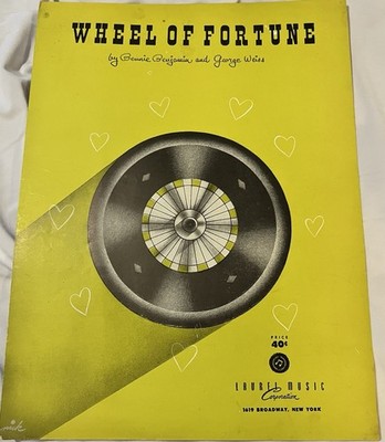 Wheel of Fortune Sheet Music 1952 Laurel Music Bernie Benjamin George ...