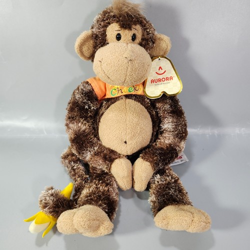 Aurora Plush Monkey Cheeky Charlie Stuffed Animal 15" Grip Hands Shirt Banana | eBay