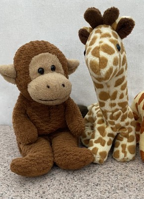 Avon Brand Brown Monkey and Giraffe 1999 Beanie animals approx 9" X 2 ...