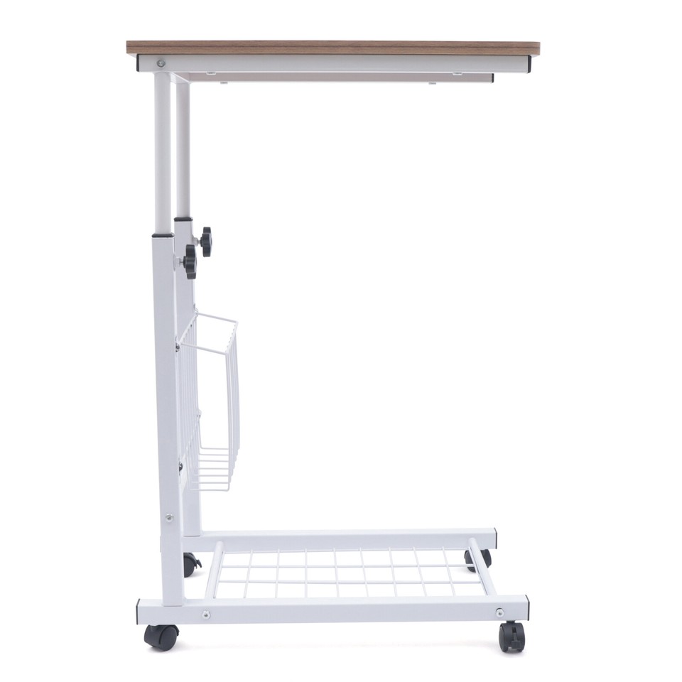Bed Side Table Hospital Overbed Rolling Tray Adjustable Bedside Working ...