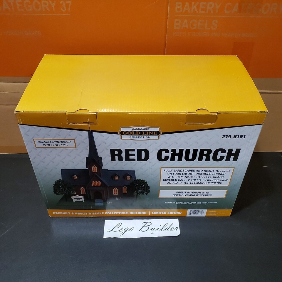 MENARDS GOLD LINE COLLECTION RED CHURCH PREBUILT & LIT O SCALE ...