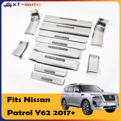 12PCS Door Sill Scuff Molding Trims Plates Fits for Nissan Patrol Y62 ...