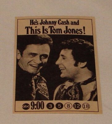 small 1969 ABC tv ad ~ JOHNNY CASH AND TOM JONES | eBay
