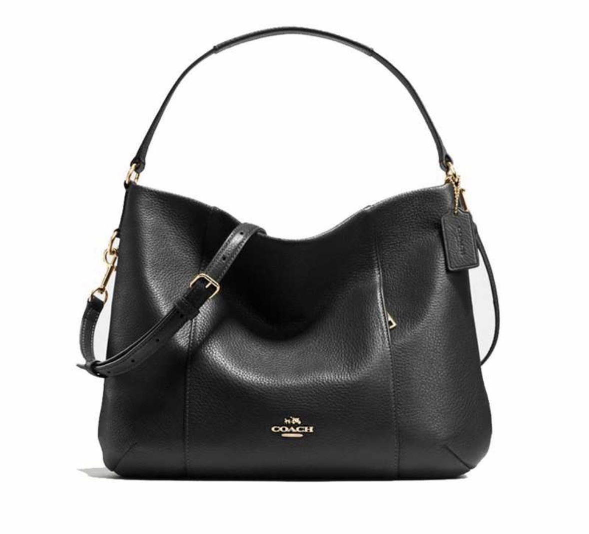 COACH East/West Isabelle Shoulder Bag in Black Pebble… - Gem