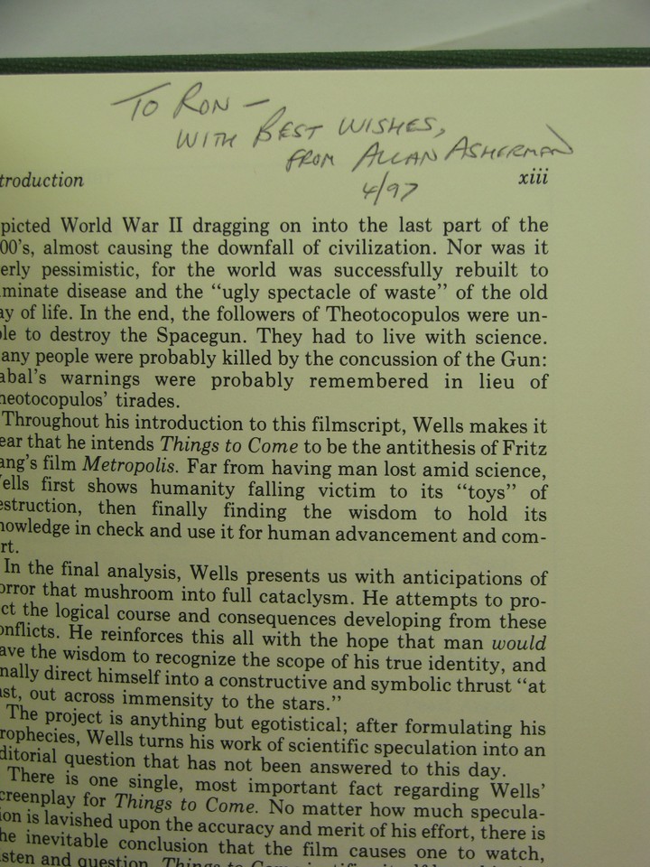 signed by 4, Things to Come by H G Wells, Gregg Press(1975) photoplay ...
