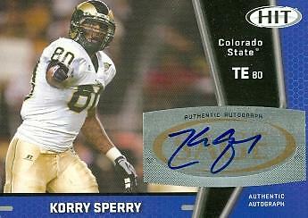 Kory Sperry autographed Football Card (Colorado State) 2009 SAGE HIT ...