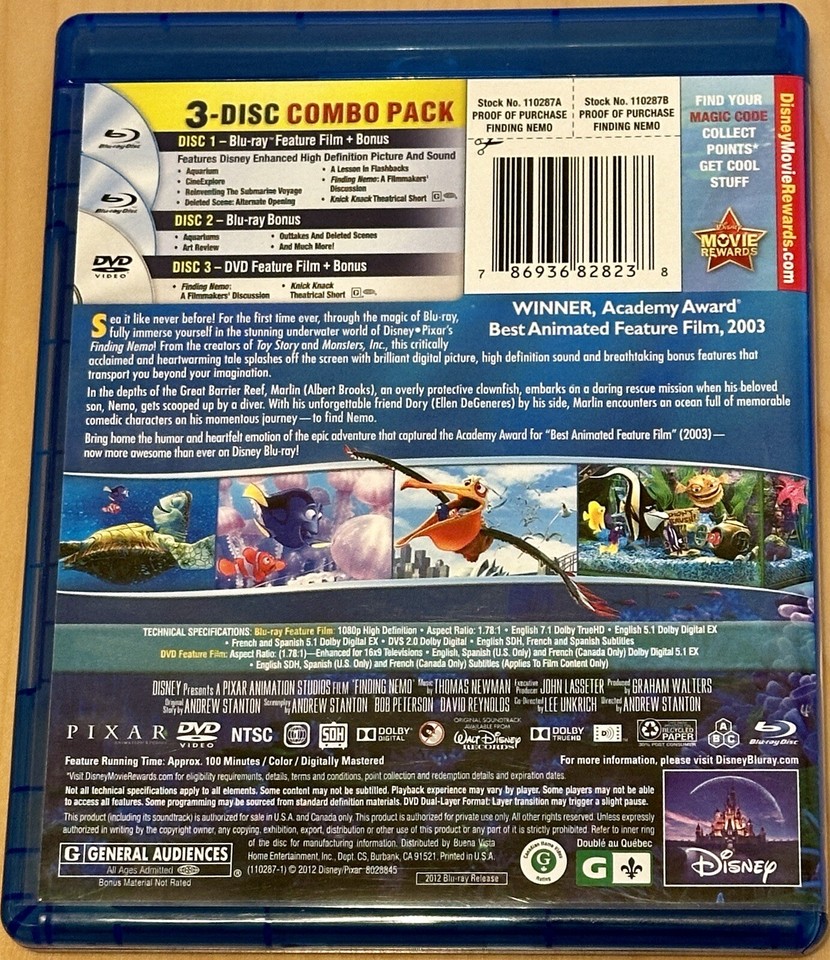 Finding Nemo Blu-ray DVD + DVD Disney Pixar Collector’s Edition 2012 | eBay