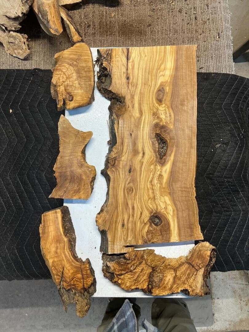 #55 Bundle OLIVE wood burl slabs for resin tray etc 200 yr old Rawcut ...
