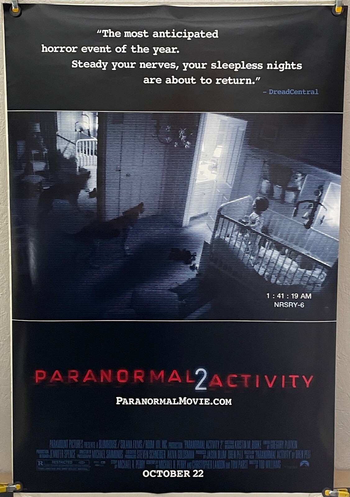 PARANORMAL ACTIVITY 2 DS ROLLED ORIGINAL ONE SHEET MOVIE POSTER ...