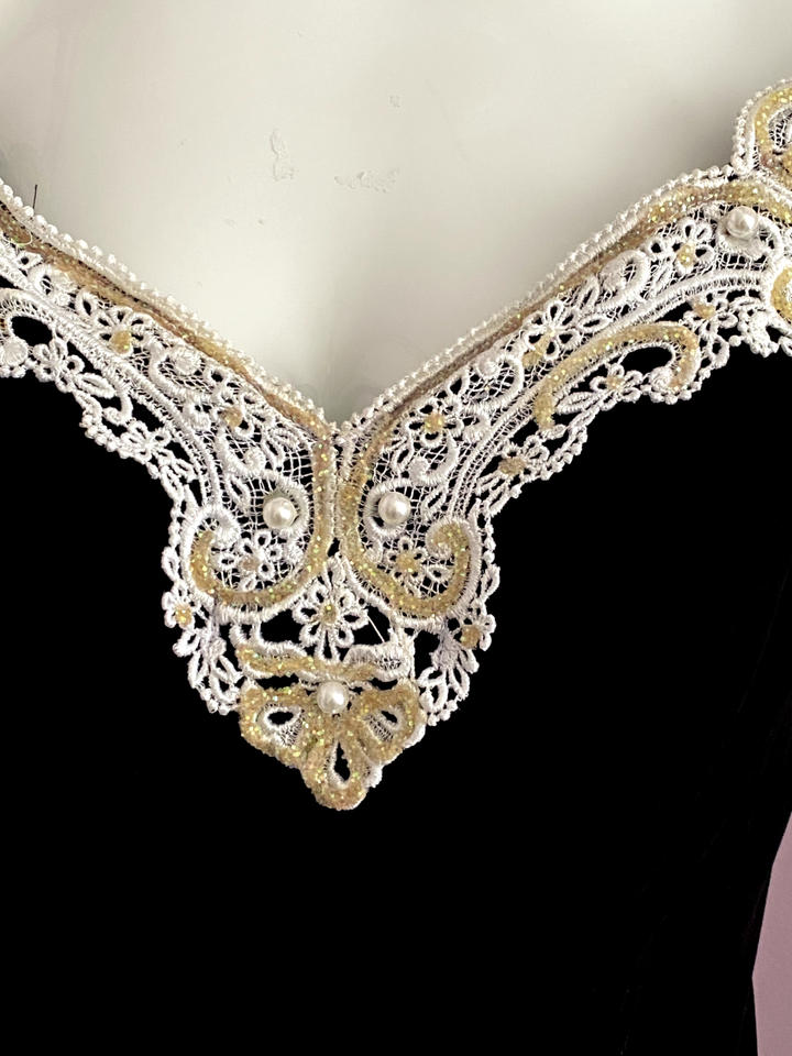 Vintage 80s Black Velvet Lace Gown StraplessOff-Shoulder Zum Zum Black ...