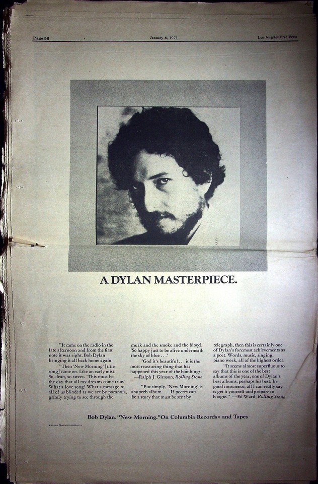 VINTAGE 1971 LOS ANGELES FREE PRESS: RON COBB CARTOONS AND BOB DYLAN | eBay