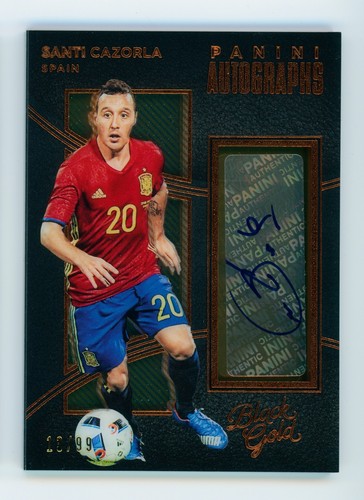 2016-17 Santi Cazorla Panini Black Gold Spain Autographed Soccer Card ...