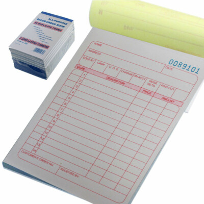 Lot 10 Pack Sales Order Book Receipt Invoice Duplicate Form 50 sets ...