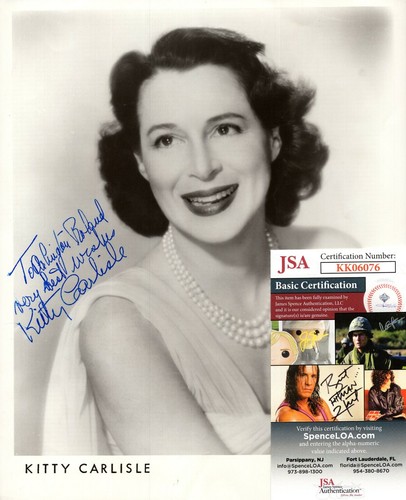 Kitty Carlisle Actress Singer Hand Signed Autograph 8x10 Photo with JSA ...