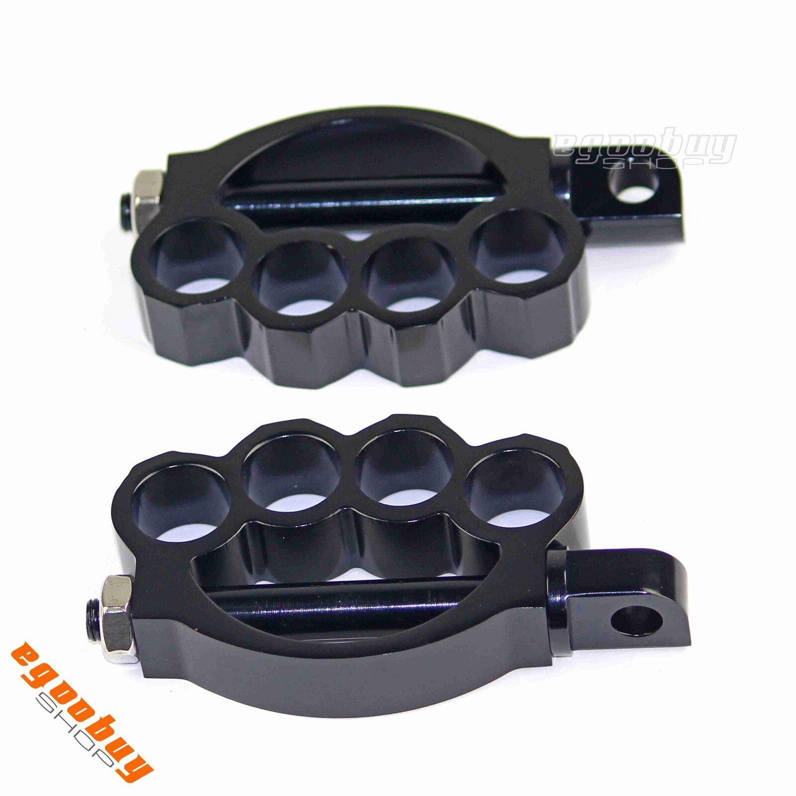 Motorcycle Knuckle Duster Style Foot Pegs Set Black for Harley ...