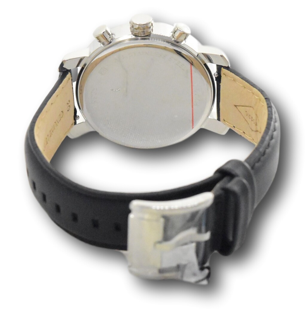 Fossil Rhett BQ1006 42mm Silver Stainless Steel Case with Black Leather ...