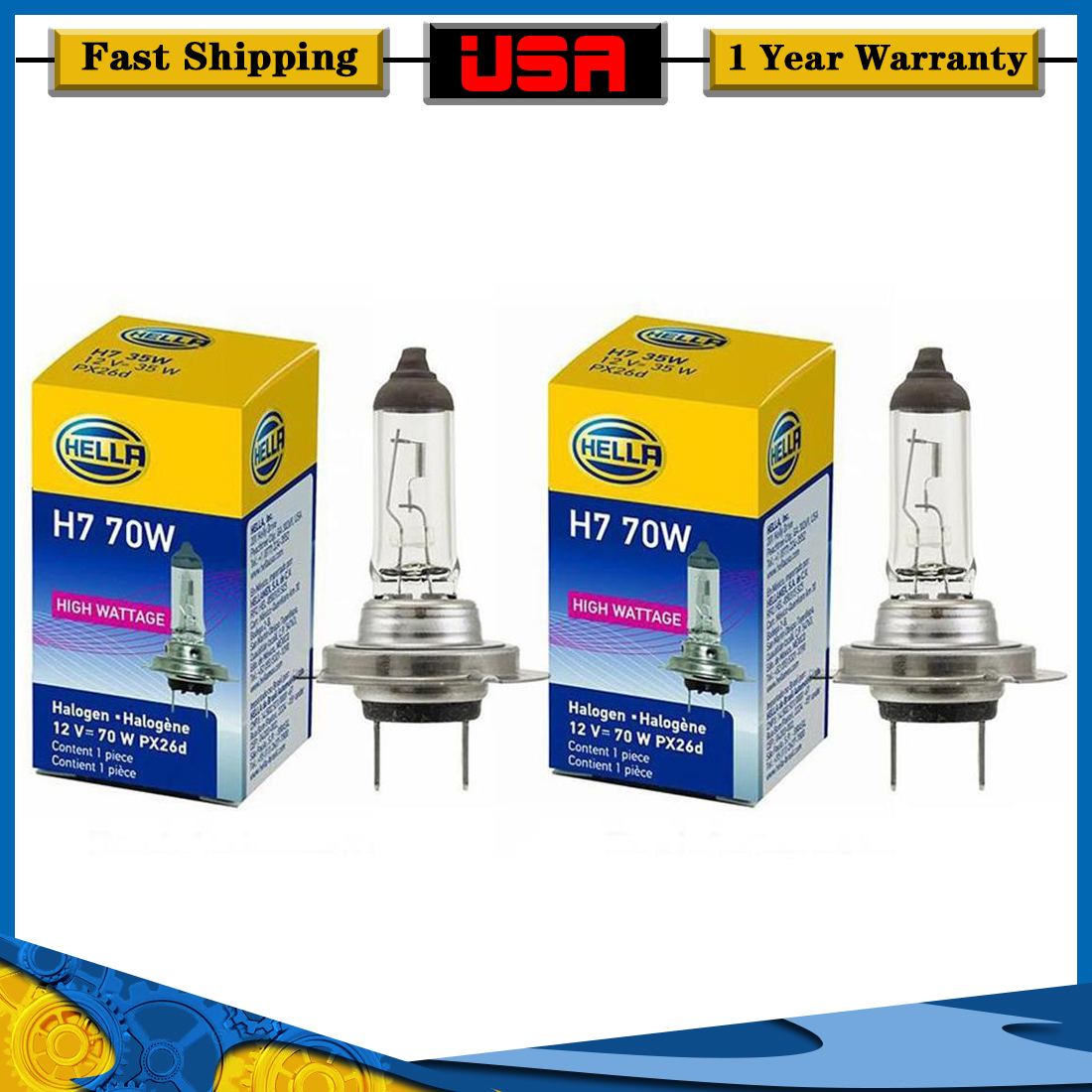 Hella H7 70W Healight Bulb Pair 2X 12V 70W PX26D T4.625 High ...