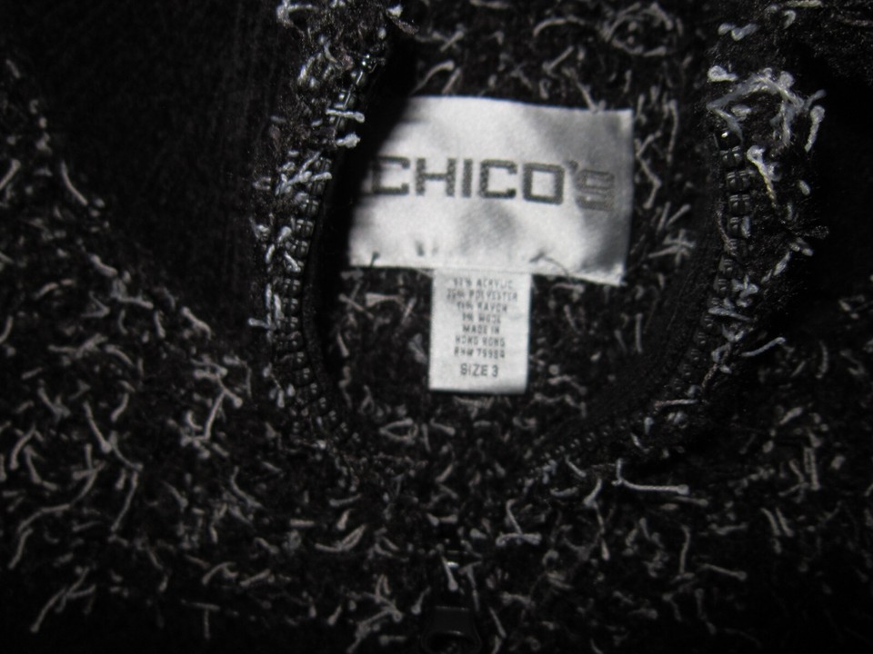 Chico's 3 XL Cardigan Sweater Jacket Zip Fringe Pockets Soft Chunky ...