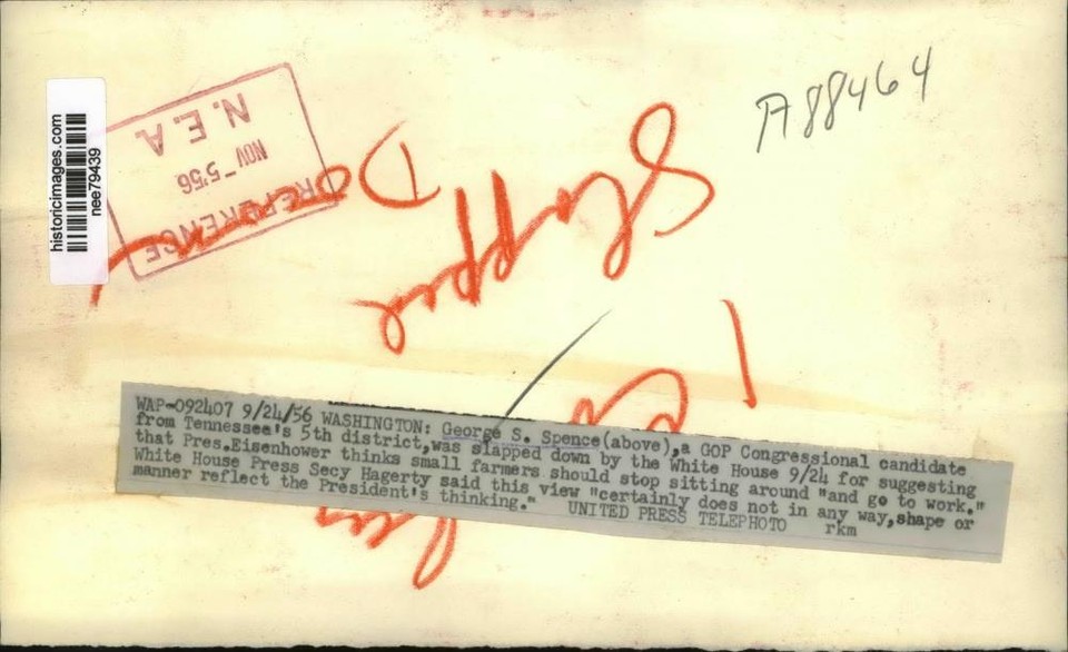 1956 Press Photo George S.Spence, GOP Congressional from Tenn. 5th ...